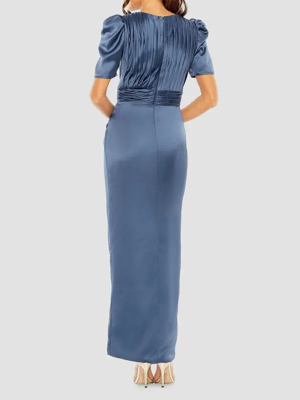 Mac Duggal Satom Puff-sleeve Draped Gown