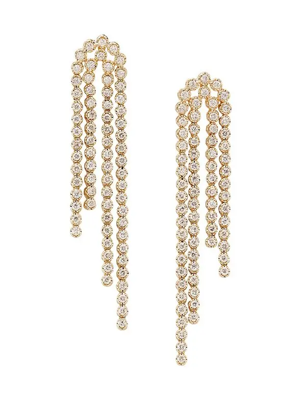 Saks Fifth Avenue Collection 14k & 1.39 Tcw Diamond Tassel Earrings - Yellow Gold