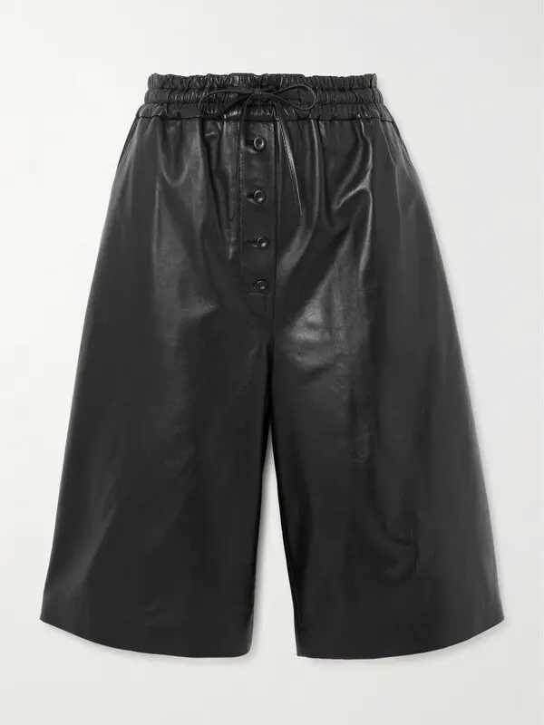 JIL SANDER Leather Wide-leg Shorts