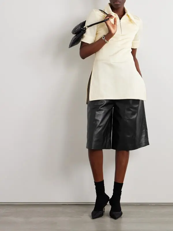 JIL SANDER Leather Wide-leg Shorts