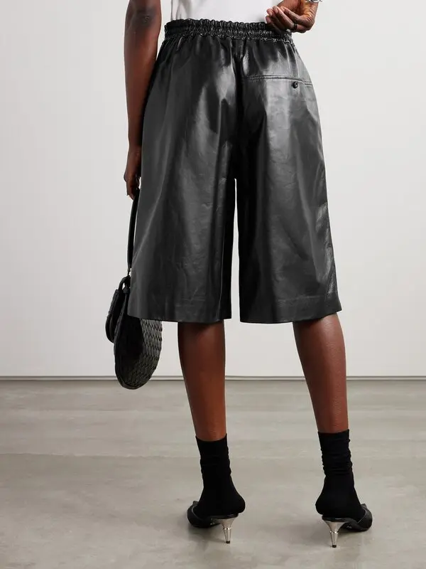 JIL SANDER Leather Wide-leg Shorts