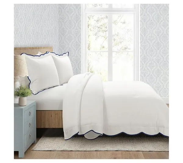 LUSH DECOR Coastal Chic Scallop Edge Comforter T- K/cal K
