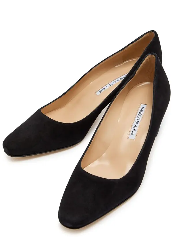 Manolo Blahnik Okkatopla 50 Suede Pumps - Black