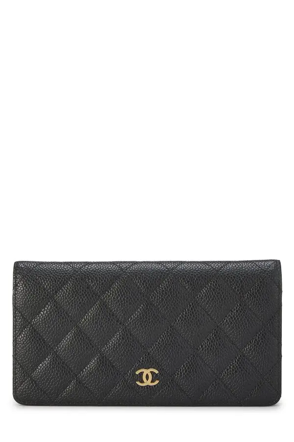 Chanel Quilted Caviar Yen Wallet - Black