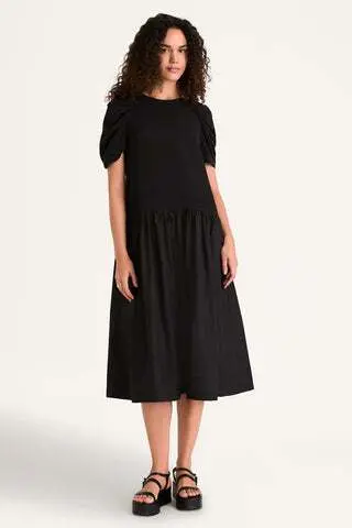 Merlette Arcane Cotton Jersey Combo Dress - Black