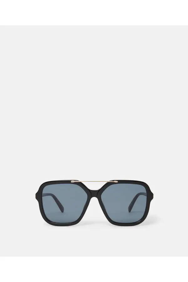 Stella McCartney Oversized Square Metal Bar Sunglasses - Black