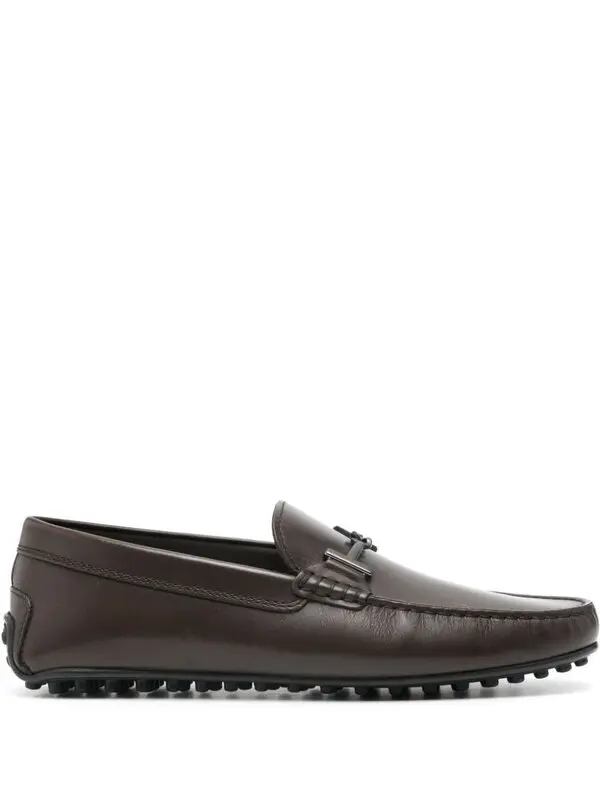 TOD'S T Ring City Gommino Loafers - Brown