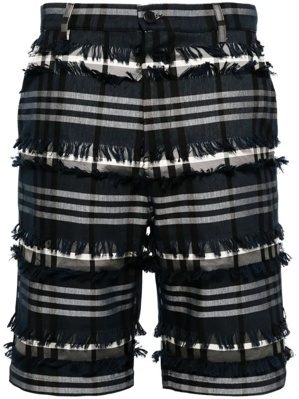Henrik Vibskov Check-print Frayed Shorts