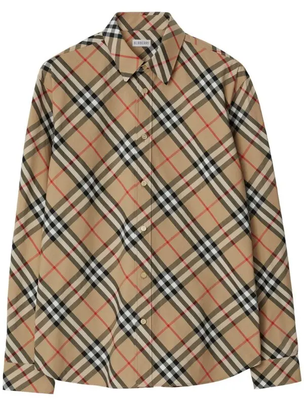 Burberry Check Cotton Shirt - Neutrals