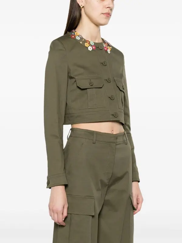 Moschino Floral-appliqué Cropped Jacket