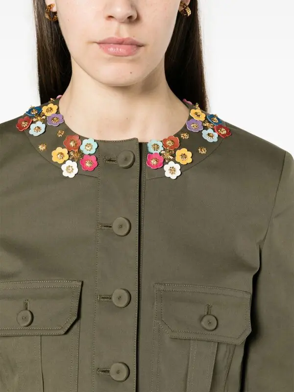 Moschino Floral-appliqué Cropped Jacket