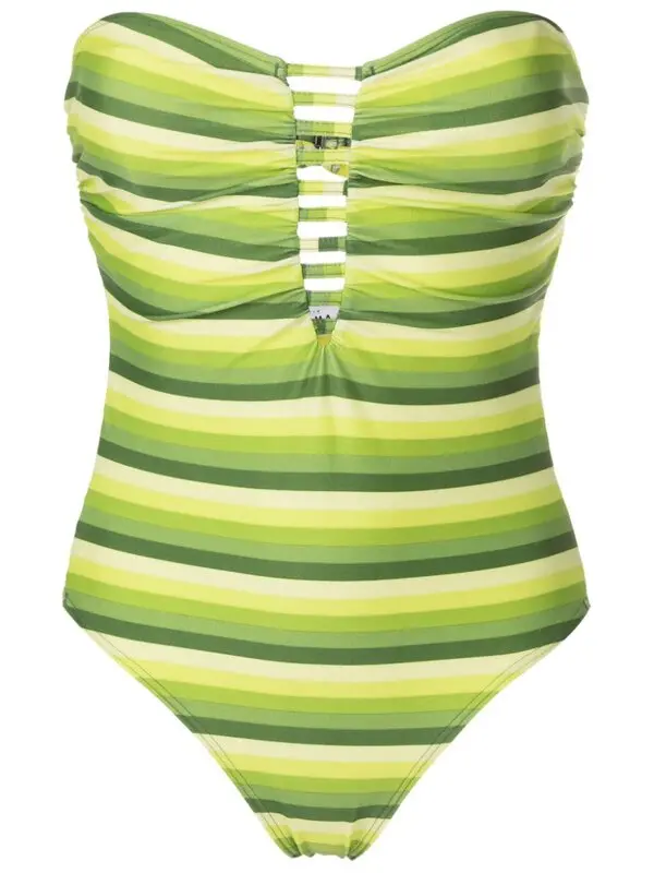 AMIR SLAMA Striped Cut-out One-piece Swimsuit - Green