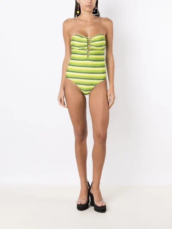 AMIR SLAMA Striped Cut-out One-piece Swimsuit