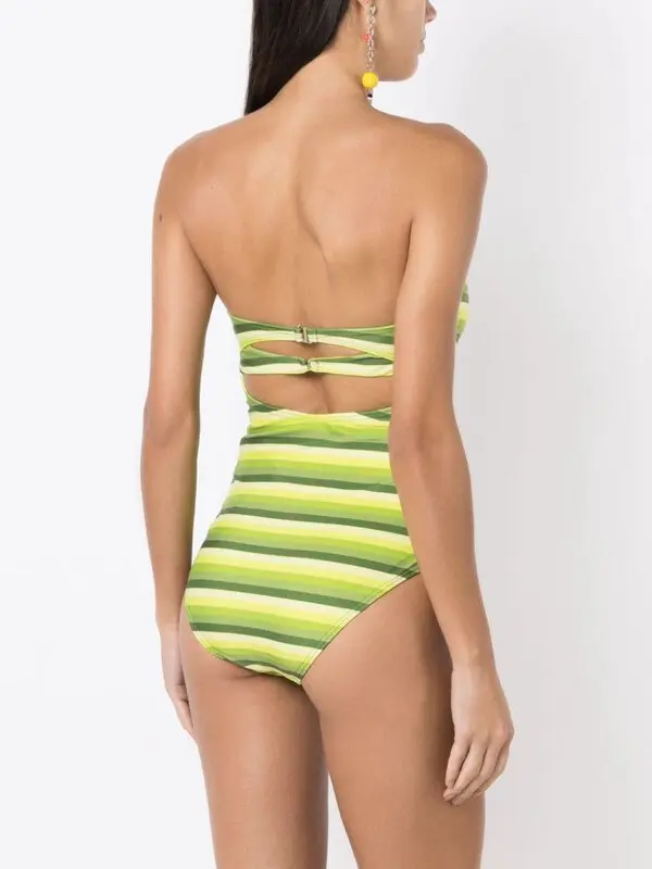 AMIR SLAMA Striped Cut-out One-piece Swimsuit