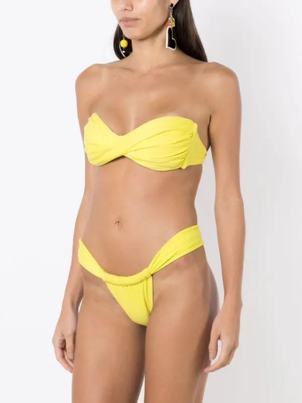 AMIR SLAMA Twist-detail Bikini Top - Yellow