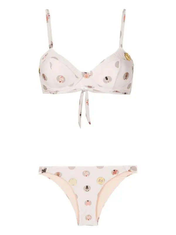 AMIR SLAMA Graphic-print Bikini Set - Neutrals