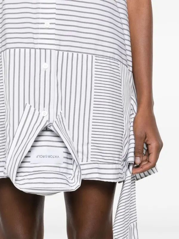 Viktor & Rolf Upside Down Striped Shirtdress - White