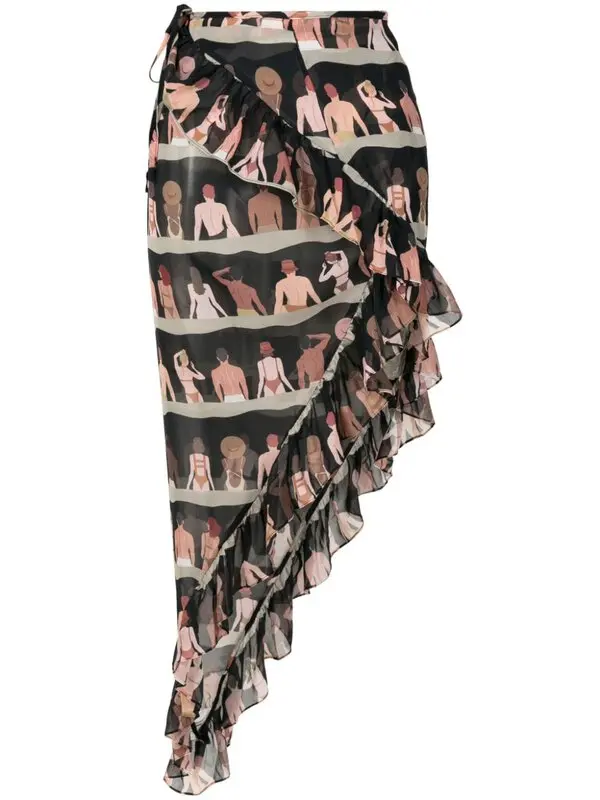 AMIR SLAMA Graphic-print Asymmetric Skirt