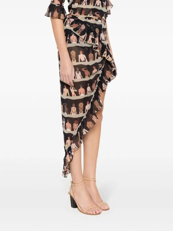 AMIR SLAMA Graphic-print Asymmetric Skirt