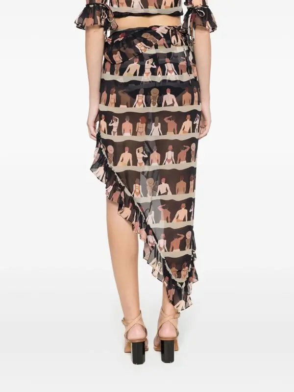 AMIR SLAMA Graphic-print Asymmetric Skirt