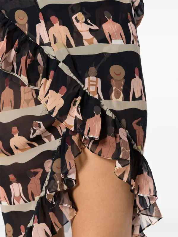 AMIR SLAMA Graphic-print Asymmetric Skirt