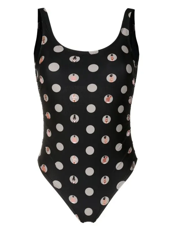 AMIR SLAMA Graphic-print One-piece Swimsuit - Black