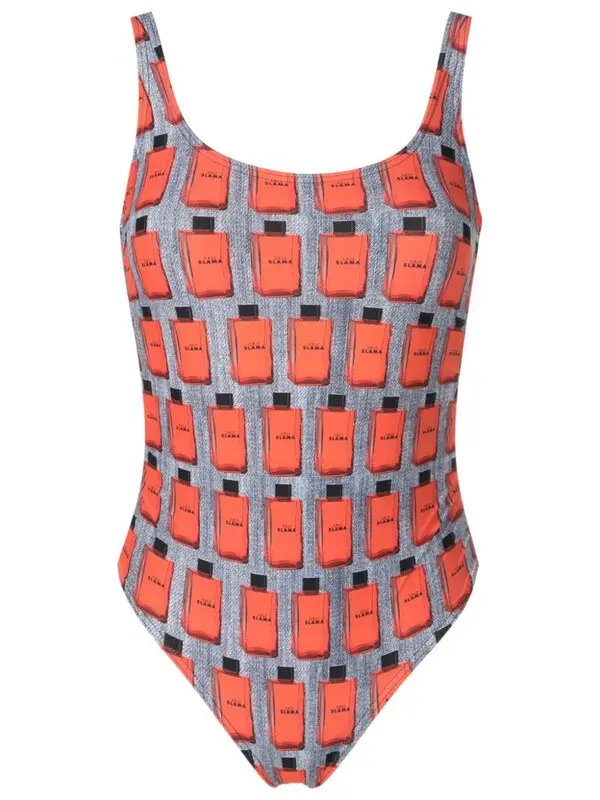 AMIR SLAMA Illustration-print Swimsuit - Orange