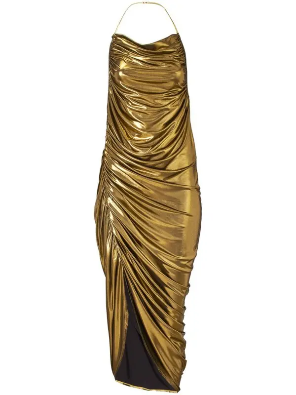 Marc Jacobs Metallic Draped Midi Dress - Gold