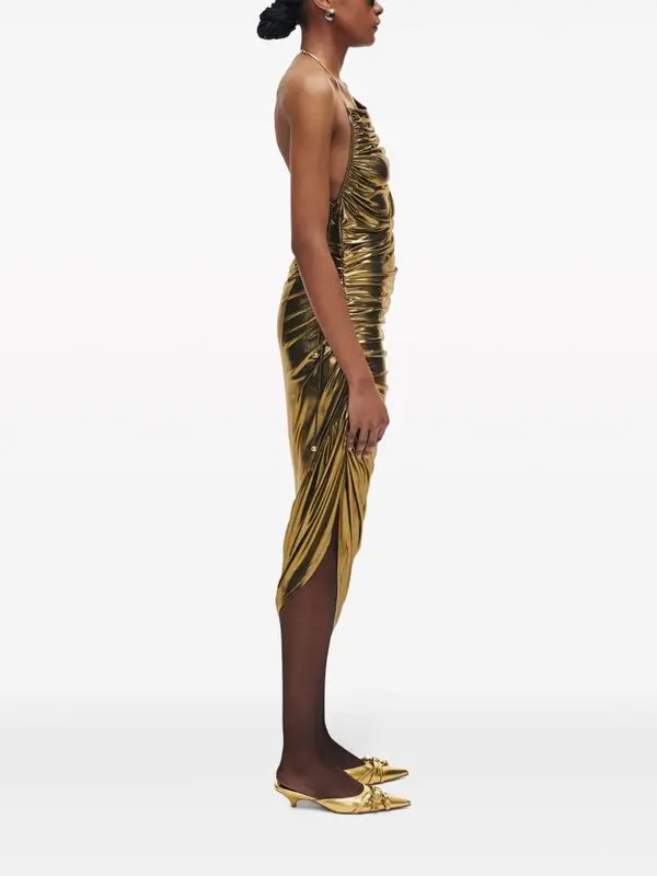 Marc Jacobs Metallic Draped Midi Dress - Gold