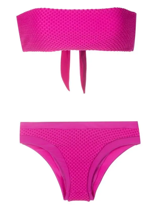 AMIR SLAMA Textured Bandeau Bikini Set - Pink