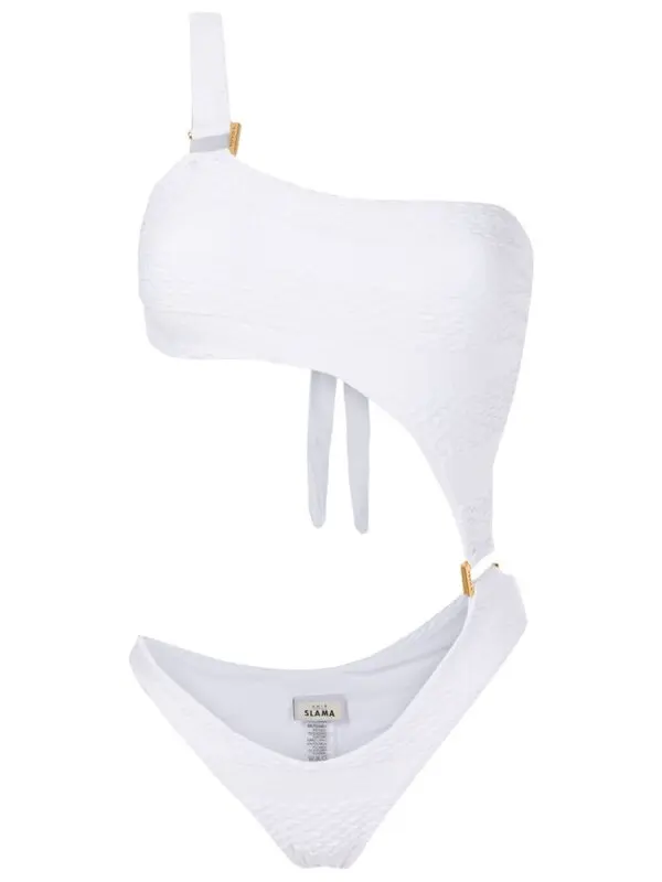 AMIR SLAMA One-shoulder Cut-out Swimsuit - White