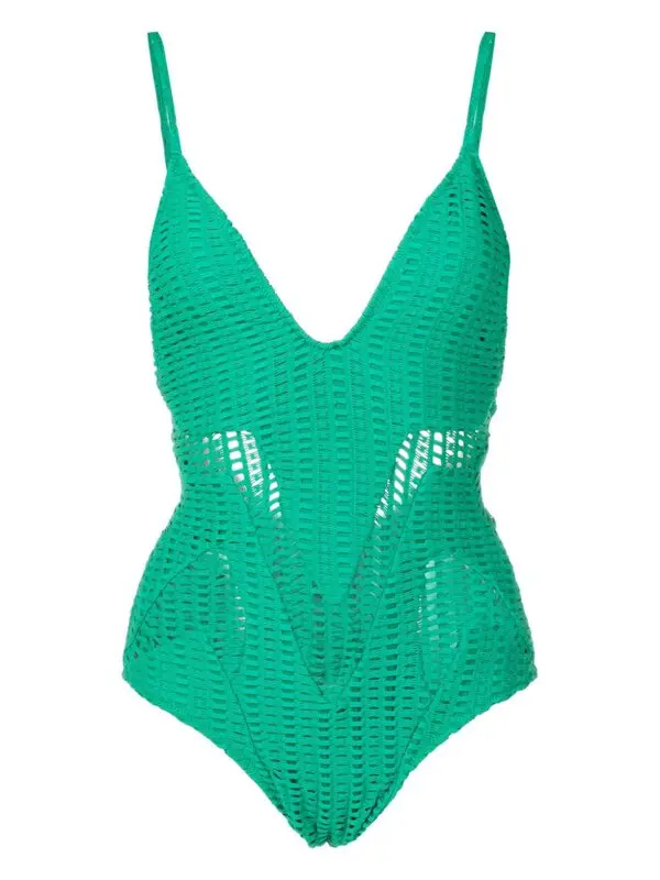 AMIR SLAMA Cut-out One-piece Swimsuit - Green