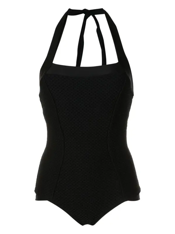 AMIR SLAMA Textured Halterneck Swimsuit - Black