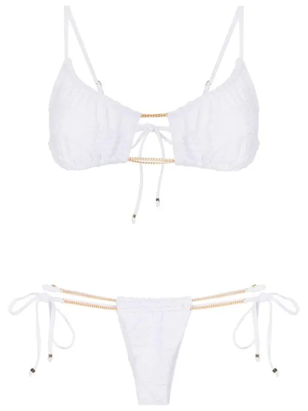 AMIR SLAMA Chain-link Textured Bikini - White