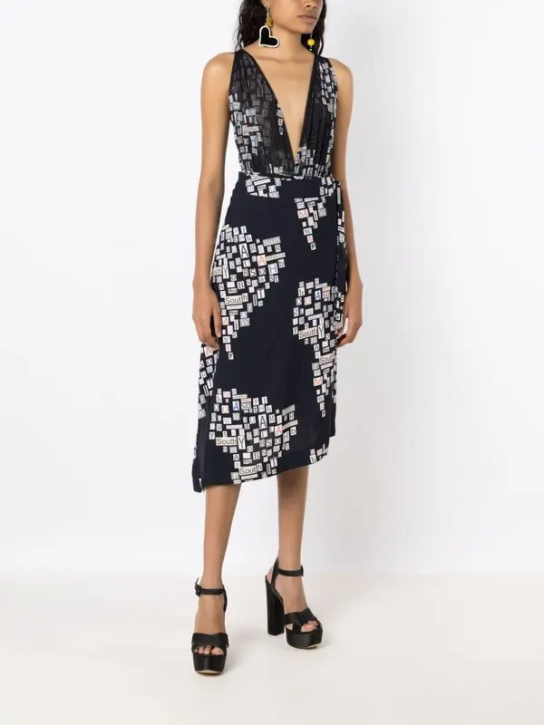 AMIR SLAMA Text-print Wrap Skirt