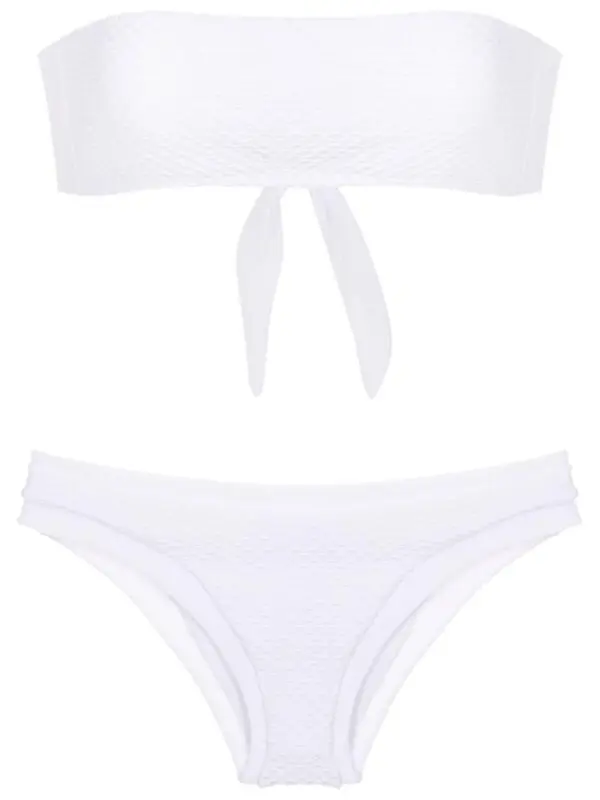 AMIR SLAMA Textured Bandeau Bikini Set - White