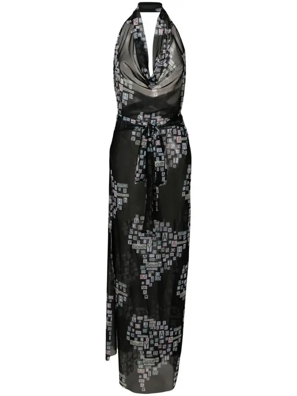 AMIR SLAMA Text-print Wrap Dress