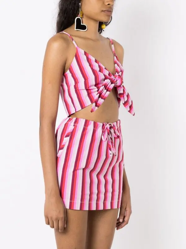 AMIR SLAMA Stripe-print Crop Top