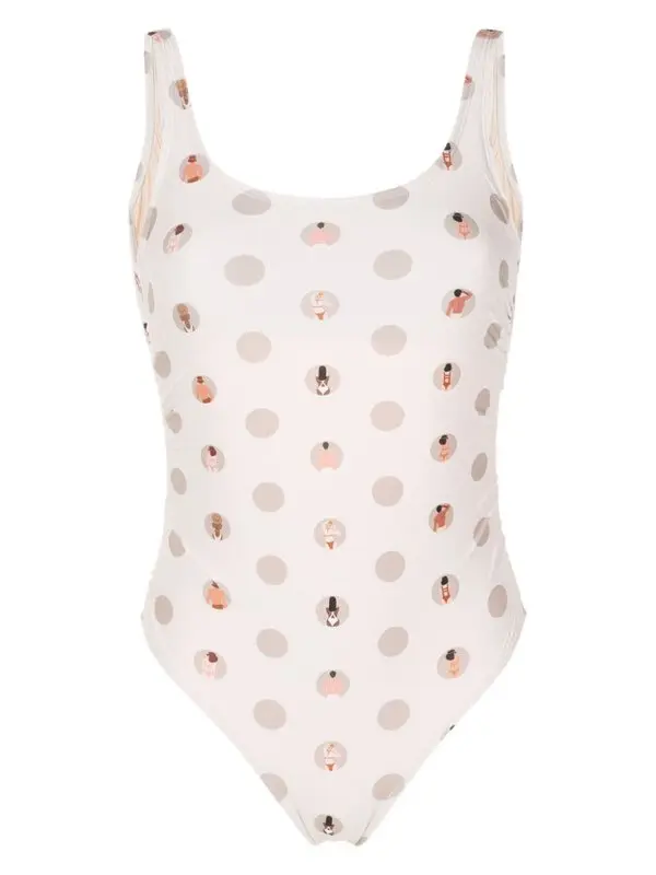 AMIR SLAMA Graphic-print Swimsuit - Neutrals