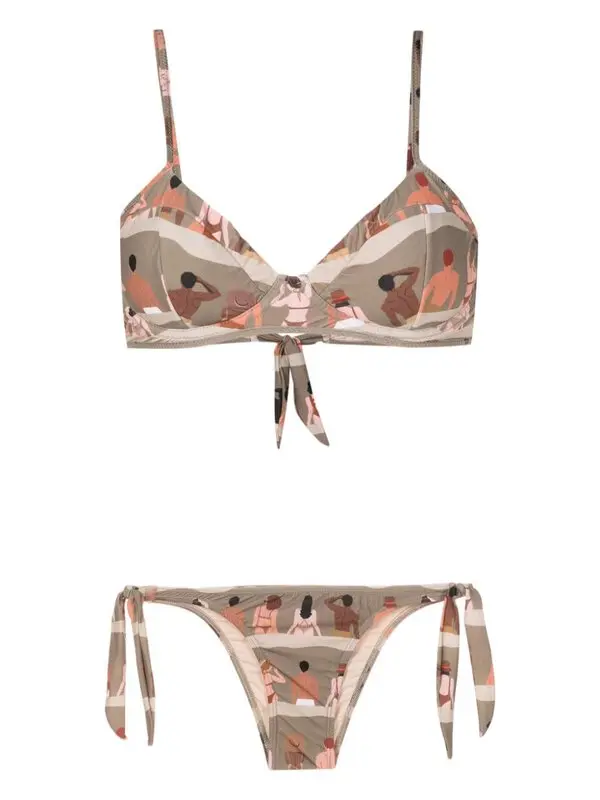 AMIR SLAMA Graphic-print Bikini - Brown