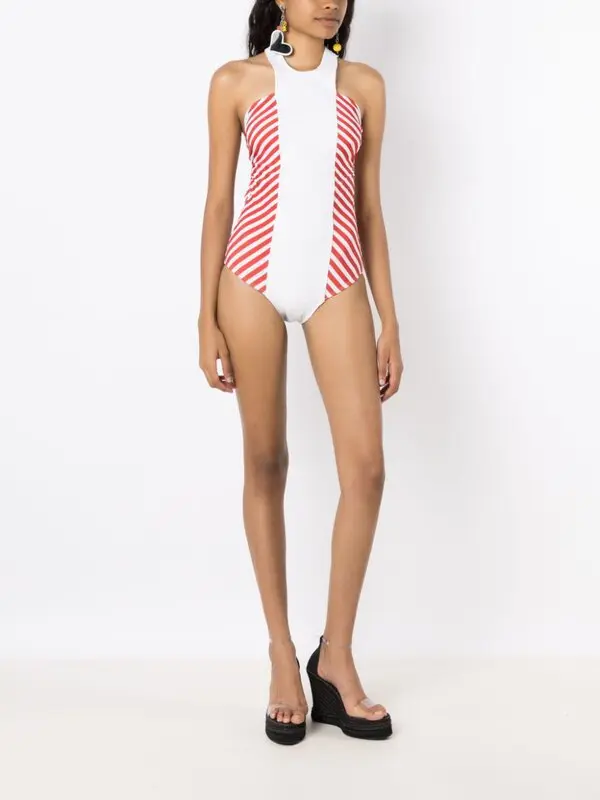 AMIR SLAMA Striped Halterneck Swimsuit