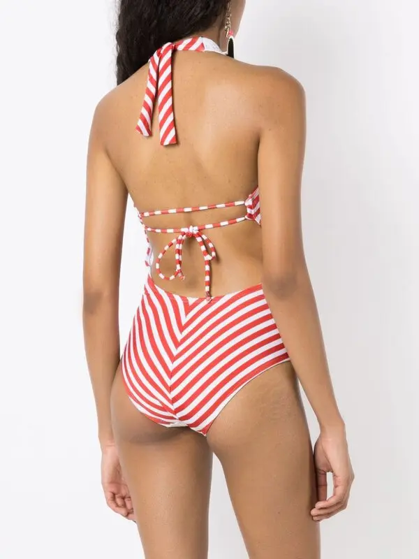 AMIR SLAMA Striped Halterneck Swimsuit