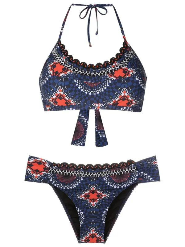 AMIR SLAMA Graphic-print Bikini - Blue