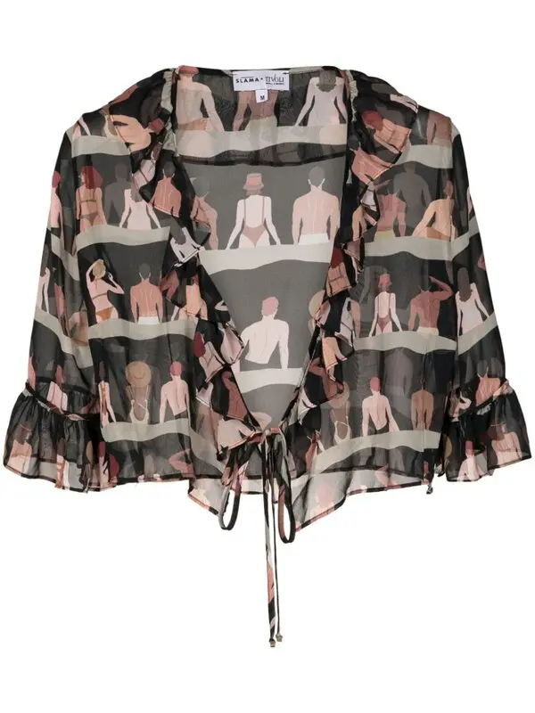 AMIR SLAMA Graphic-print Cropped Blouse