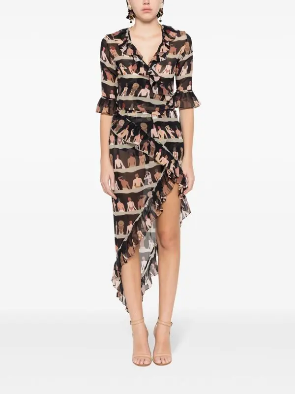 AMIR SLAMA Graphic-print Cropped Blouse