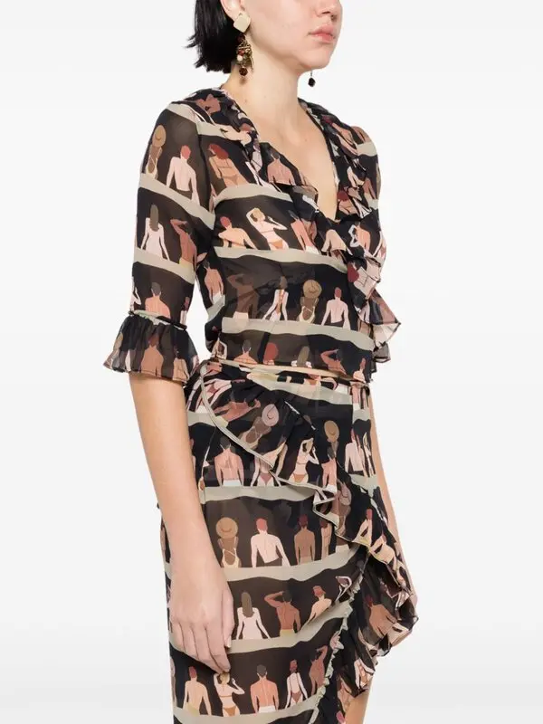 AMIR SLAMA Graphic-print Cropped Blouse