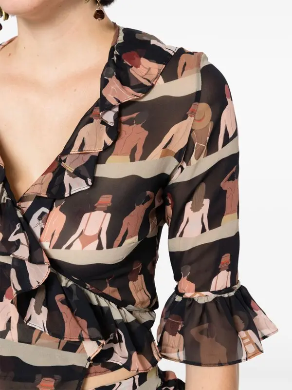 AMIR SLAMA Graphic-print Cropped Blouse