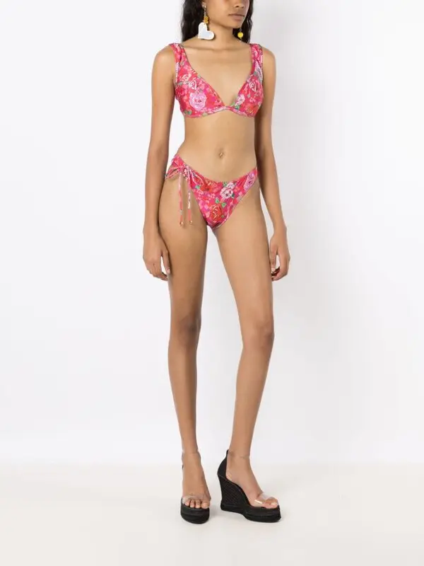 AMIR SLAMA Geometric Rose-print Bikini