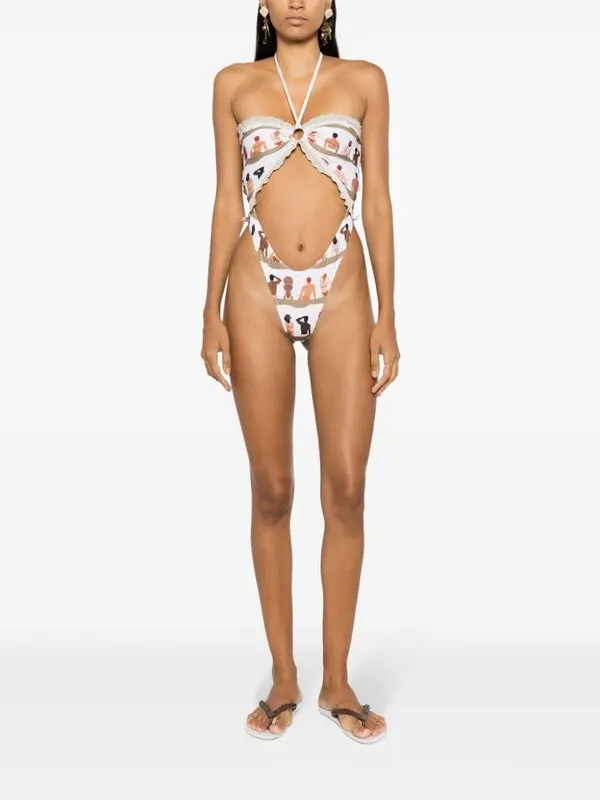AMIR SLAMA Swimmer-print One-piece Swimsuit