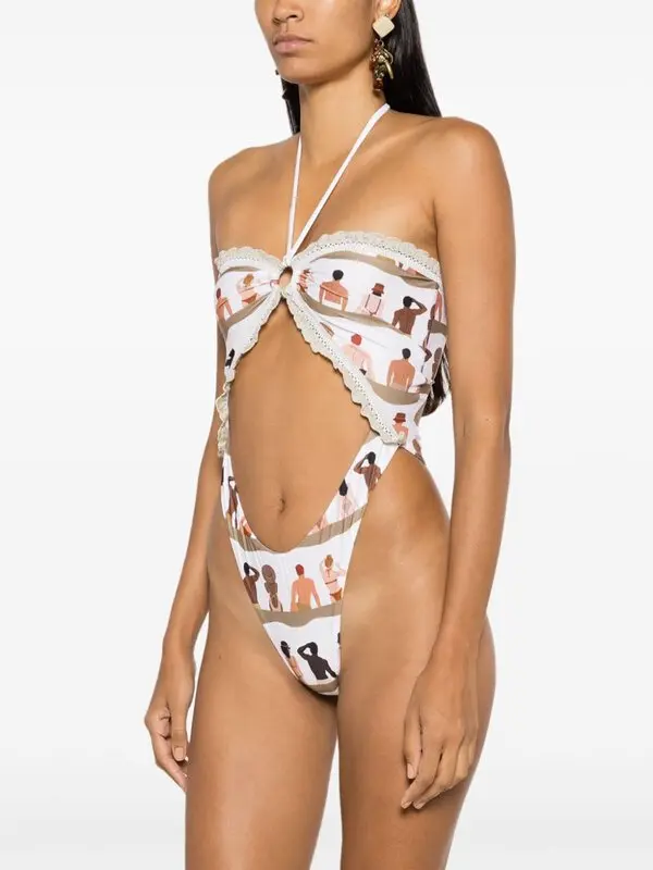 AMIR SLAMA Swimmer-print One-piece Swimsuit